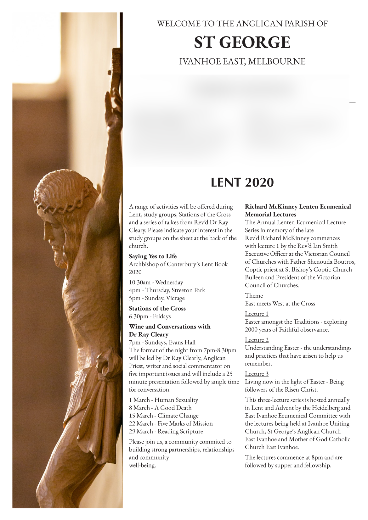 What's on during Lent 2020 - St George's East Ivanhoe Website